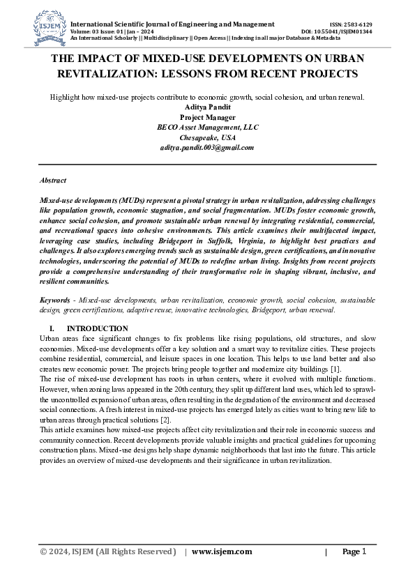 (PDF) THE IMPACT OF MIXED-USE DEVELOPMENTS ON URBAN REVITALIZATION ...