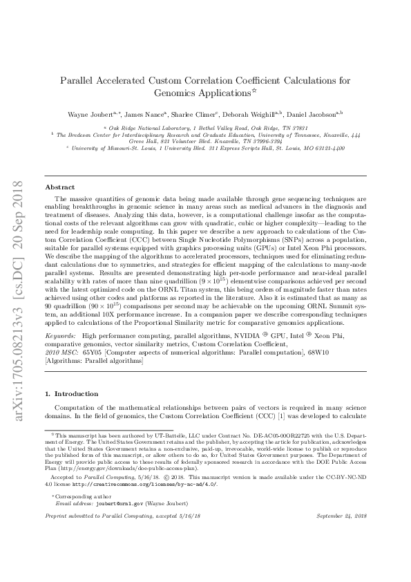 Pdf Parallel Accelerated Custom Correlation Coefficient Calculations