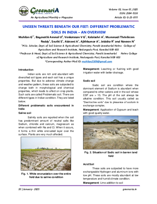 (PDF) UNSEEN THREATS BENEATH OUR FEET: DIFFERENT PROBLEMATIC SOILS IN ...