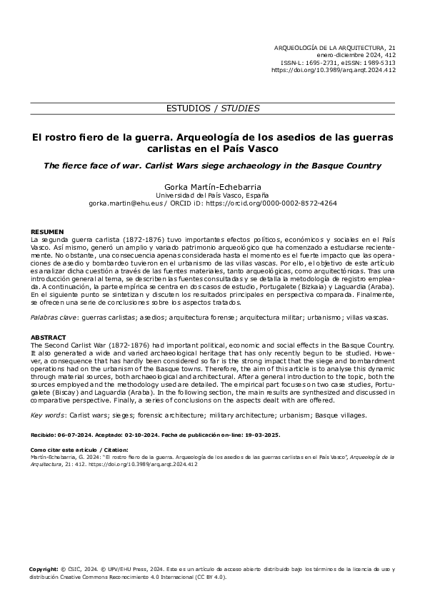 (PDF) The fierce face of war. Carlist Wars siege archaeology in the ...