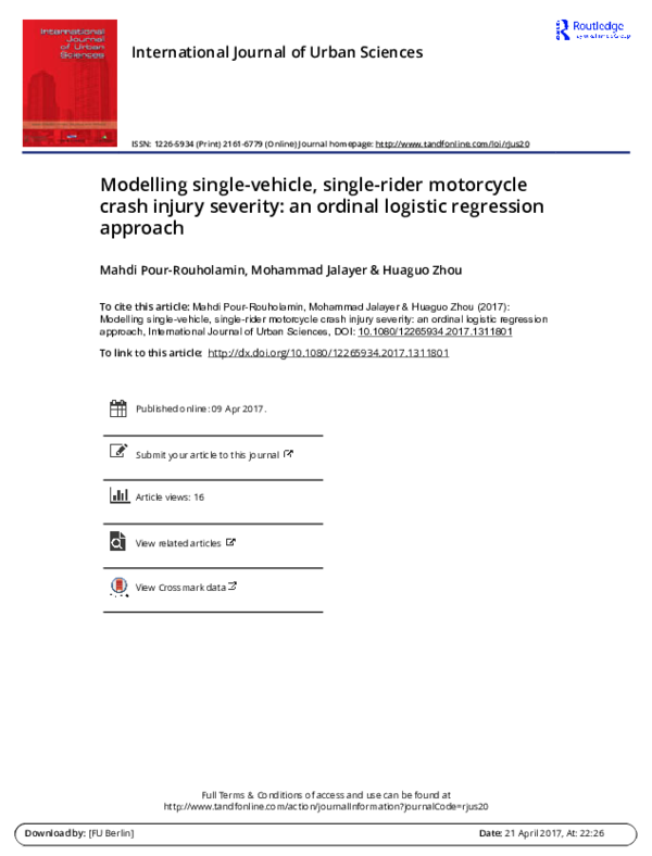 (PDF) Modelling single-vehicle, single-rider motorcycle crash injury ...