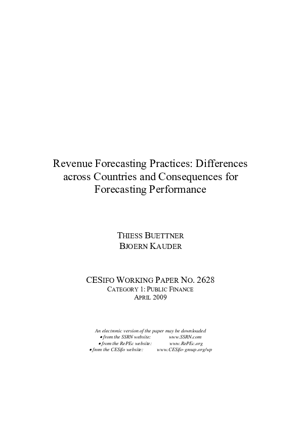 Pdf Forecasting Performance