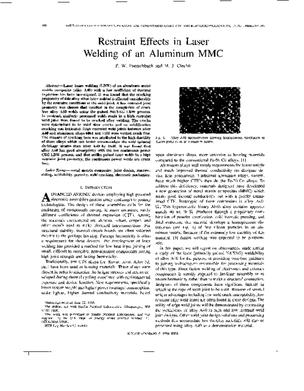 (PDF) Restraint effects in laser welding of an aluminum MMC