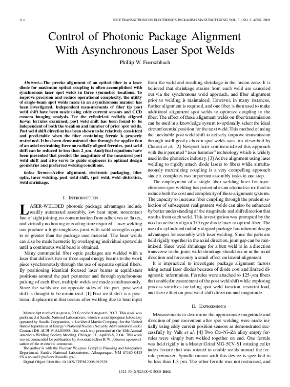 (PDF) Control of Photonic Package Alignment With Asynchronous Laser ...