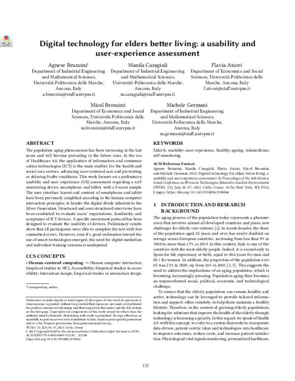 Digital technology for elders better living: a usability and user-experience assessment