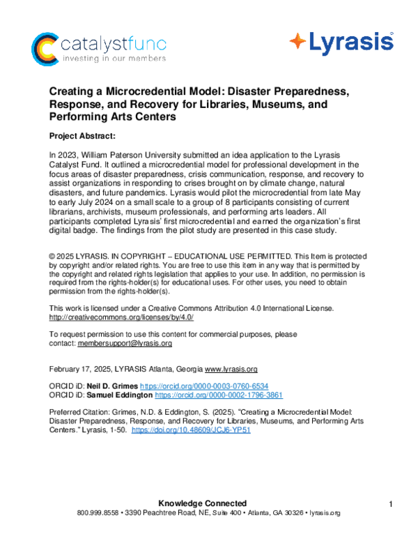 (PDF) Creating a Microcredential Model: Disaster Preparedness, Response ...