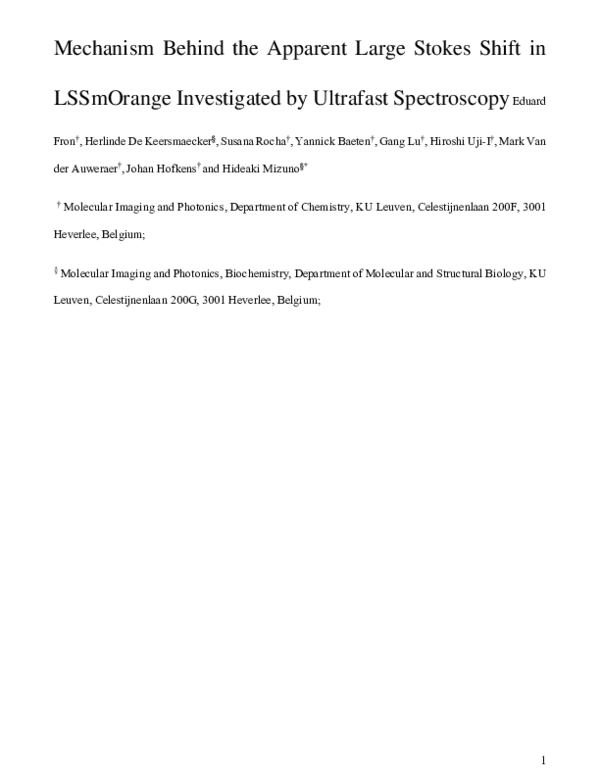 (PDF) Mechanism Behind the Apparent Large Stokes Shift in LSSmOrange ...