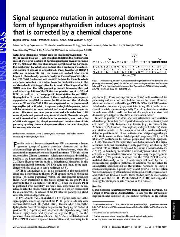 (PDF) Signal sequence mutation in autosomal dominant form of ...
