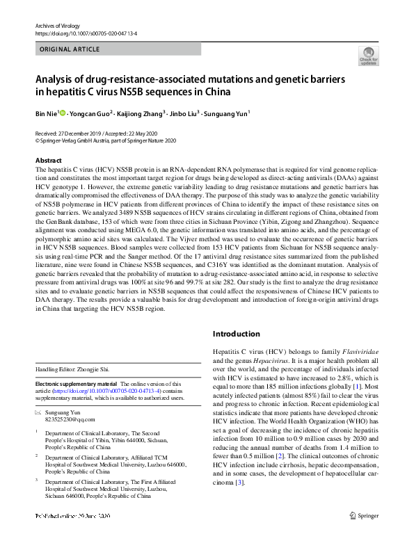 (PDF) Analysis of drug resistance‐associated mutations in treatment ...