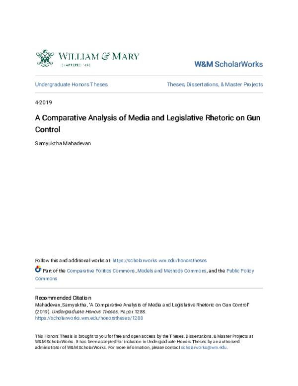 (PDF) A Comparative Analysis of Media and Legislative Rhetoric on Gun ...