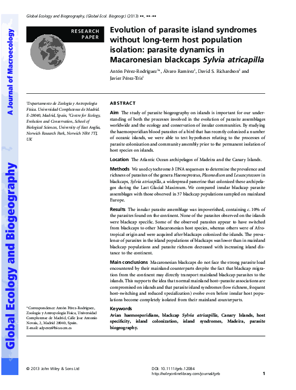 (PDF) Evolution of parasite island syndromes without long-term host ...