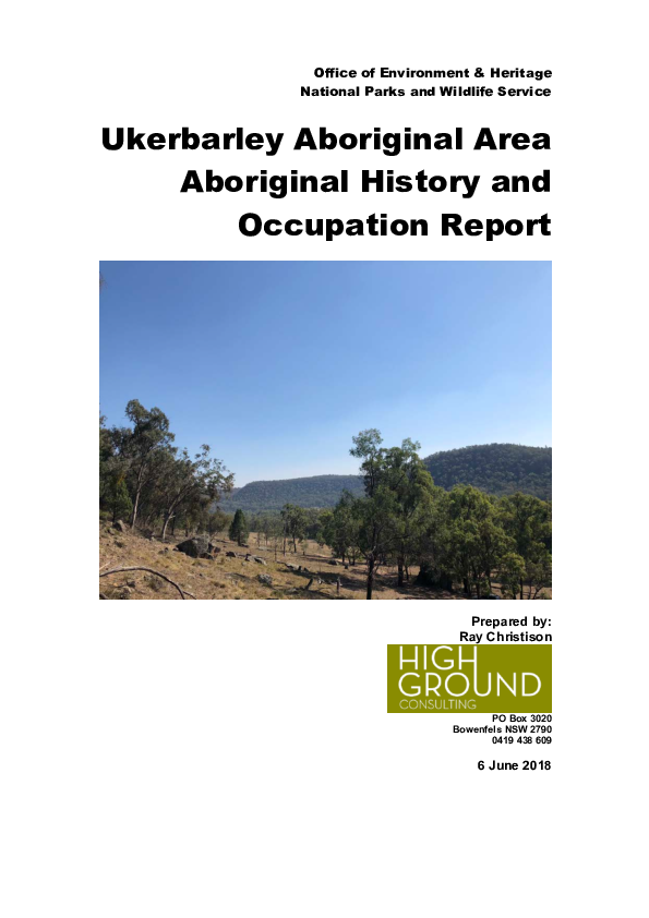 (PDF) Ukerbarley Aboriginal Area Aboriginal History and Occupation Report