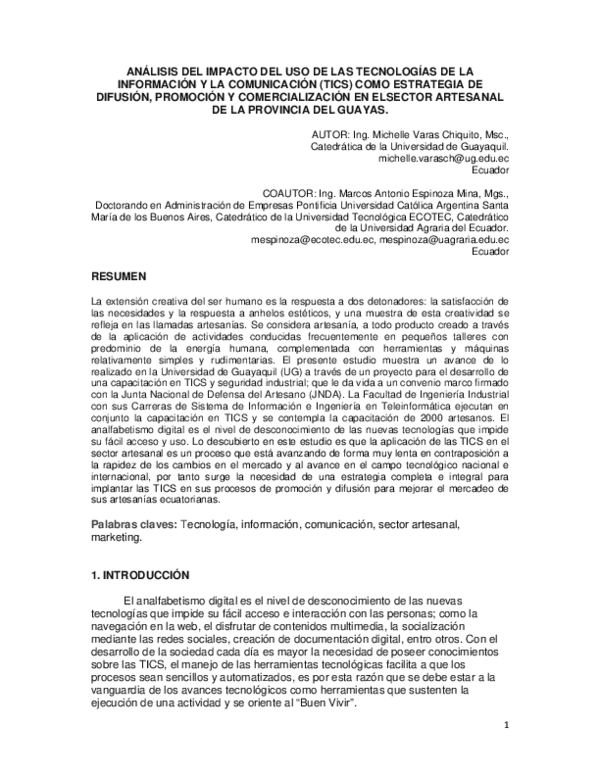(PDF) ANÁLISIS DEL IMPACTO DEL USO DE LAS TECNOLOGÍAS DE LA INFORMACIÓN Y LA COMUNICACIÓN (TICS ...