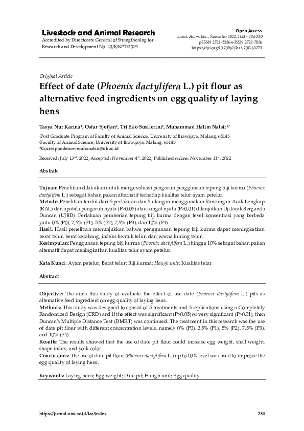 (PDF) Effect of date (Phoenix dactylifera L.) pit flour as alternative ...