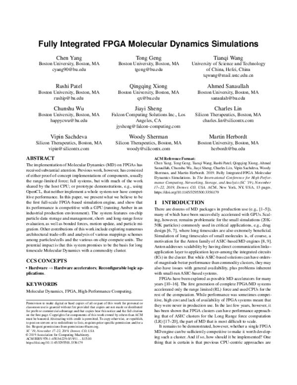 (PDF) Fully integrated FPGA molecular dynamics simulations