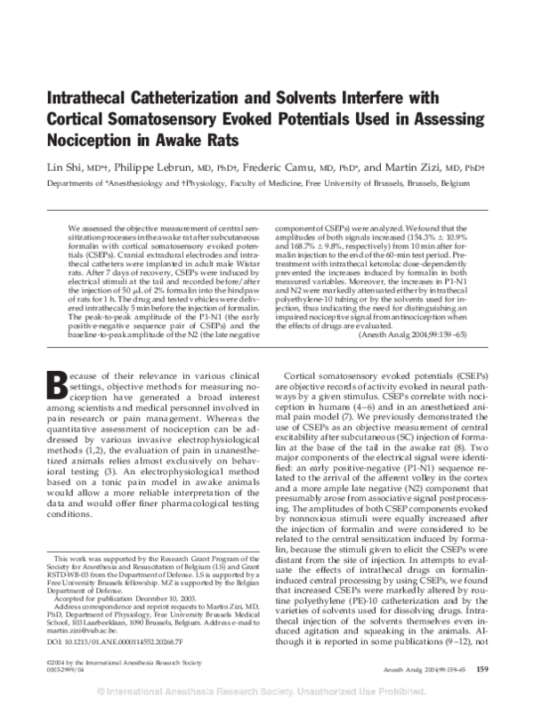 (PDF) Intrathecal Catheterization and Solvents Interfere with Cortical ...