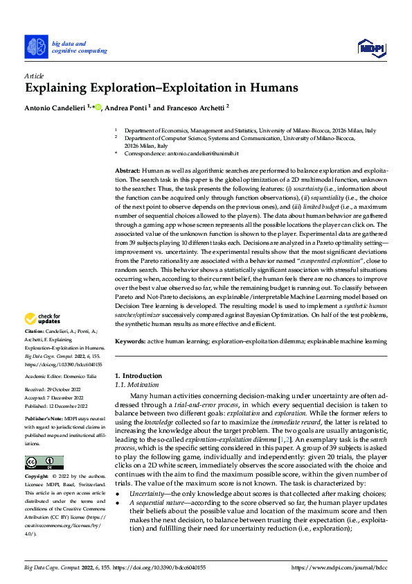 (PDF) Explaining Exploration–Exploitation in Humans