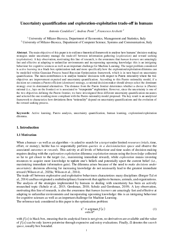 (PDF) Uncertainty quantification and exploration-exploitation trade-off ...