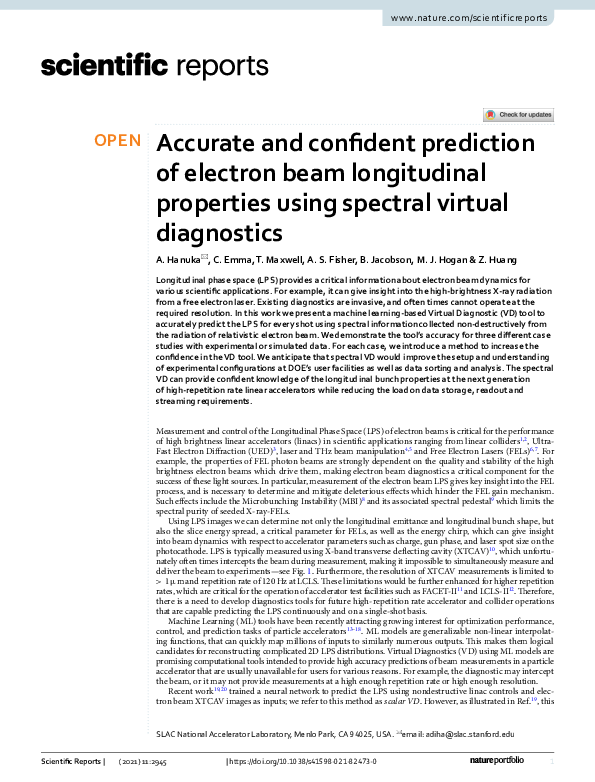 (PDF) Accurate and confident prediction of electron beam longitudinal properties using spectral ...