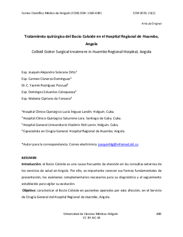 (PDF) Tratamiento quirúrgico del Bocio Coloide en el Hospital Regional ...