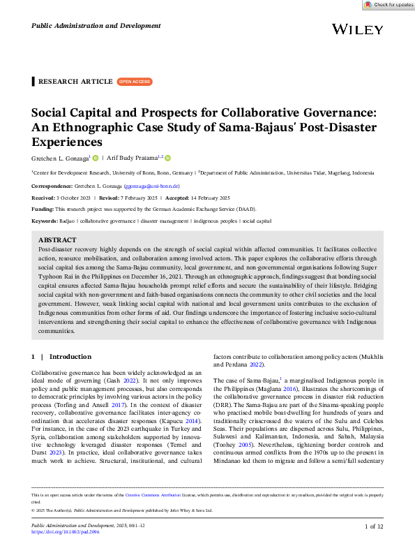 (PDF) Social Capital and Prospects for Collaborative Governance: An Ethnographic Case Study of ...