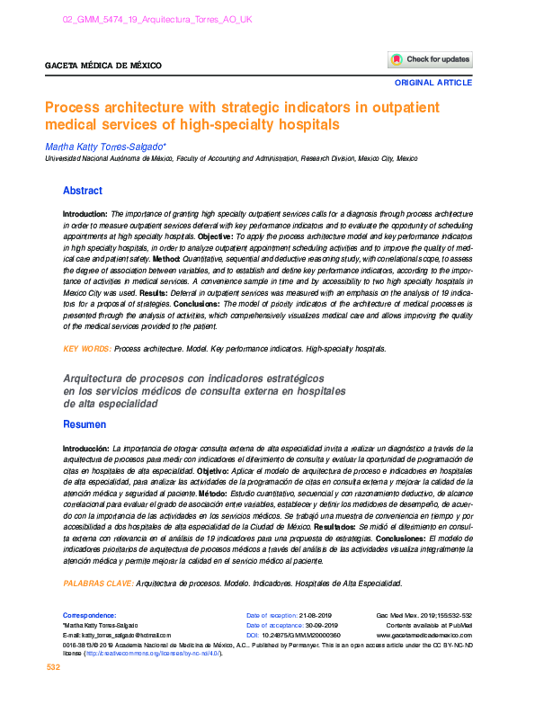 (PDF) Process architecture with strategic indicators in outpatient ...