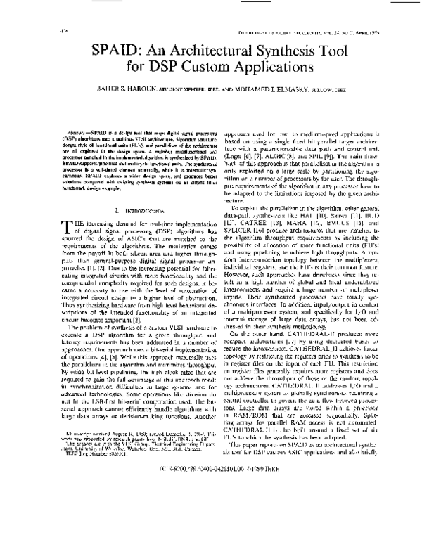 (PDF) SPAID: an architectural synthesis tool for DSP custom applications