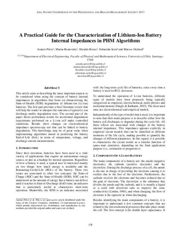 (PDF) A Practical Guide for the Characterization of Lithium-Ion Battery Internal Impedances in ...
