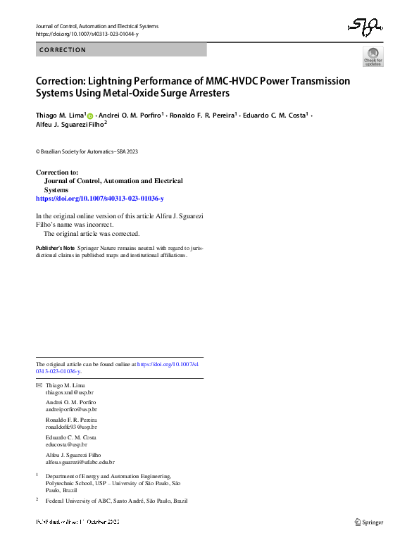 Correction: Lightning Performance of MMC-HVDC Power Transmission ...