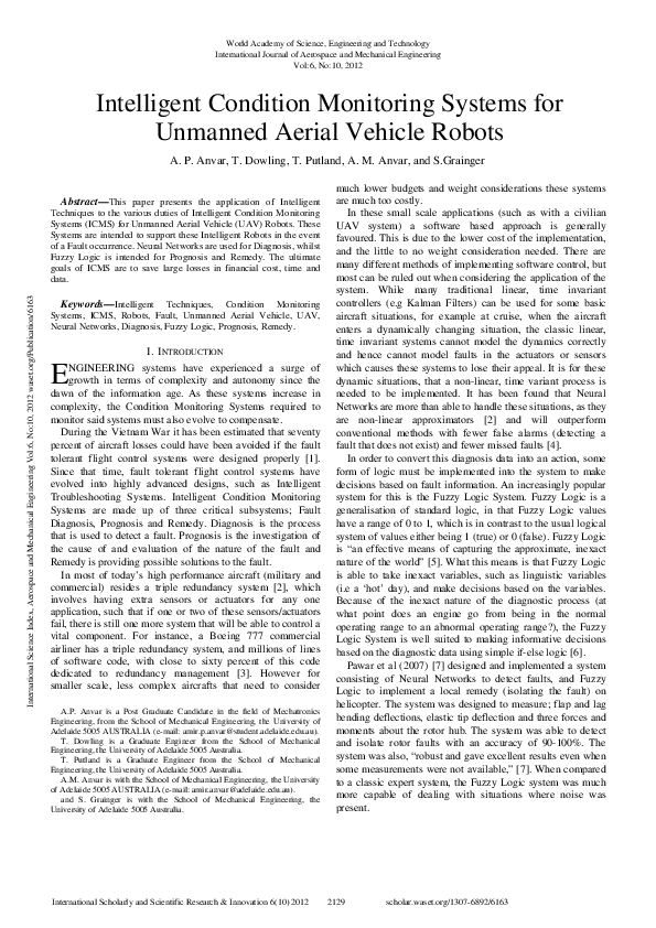 (PDF) Intelligent Condition Monitoring Systems for Unmanned Aerial ...