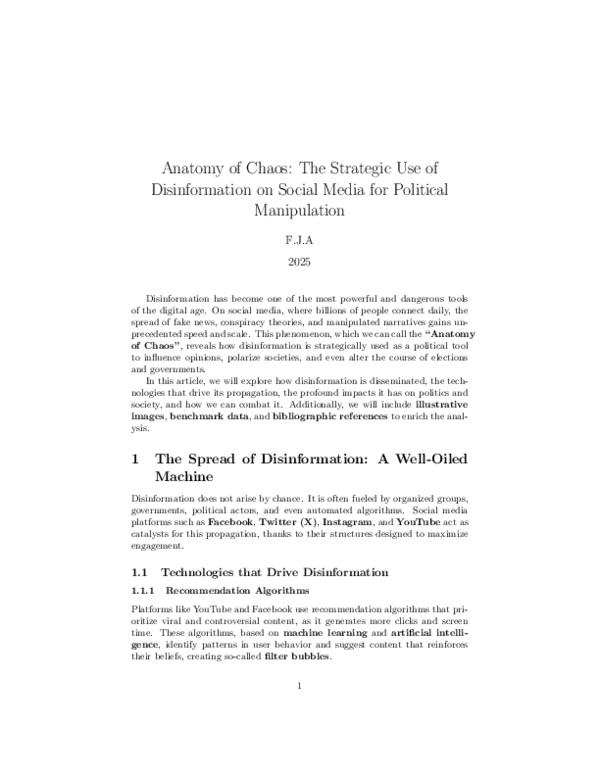 (PDF) Anatomy of Chaos: The Strategic Use of Disinformation on Social ...