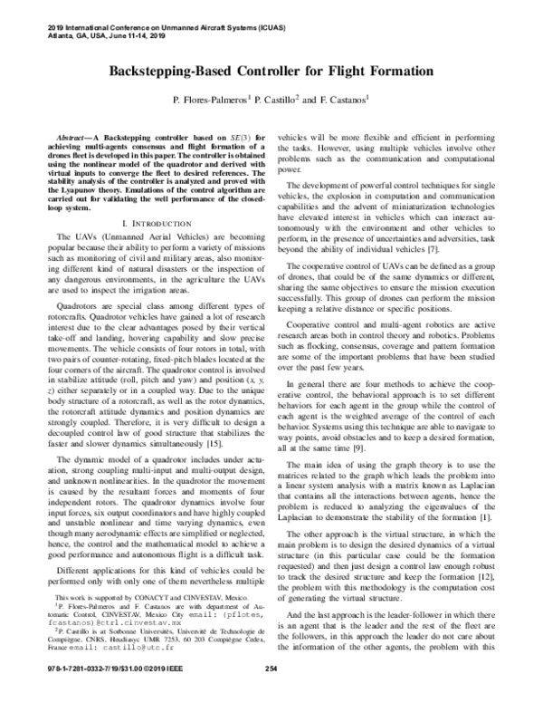 (PDF) Backstepping-Based Controller for Flight Formation