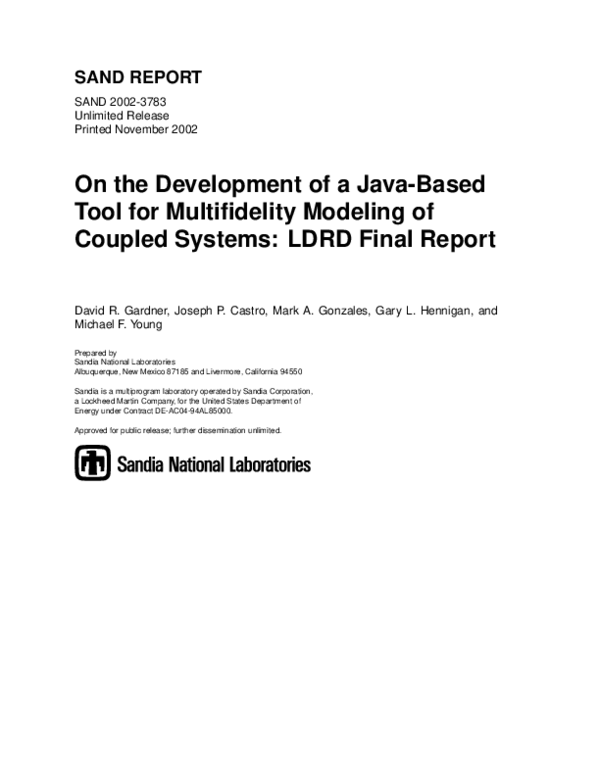 (PDF) On the Development of a Java-Based Tool for Multifidelity Modeling of Coupled Systems ...