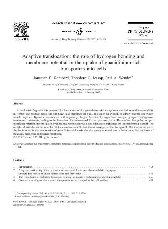 (PDF) Adaptive translocation: the role of hydrogen bonding and membrane ...