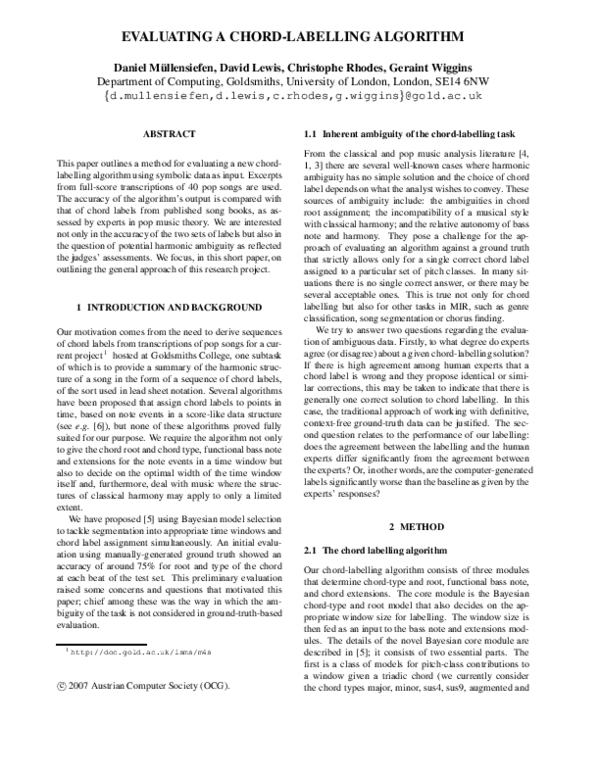(PDF) Evaluating A Chord-Labelling Algorithm