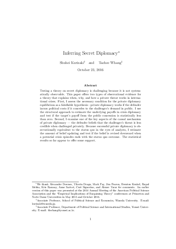 (PDF) Inferring Secret Diplomacy