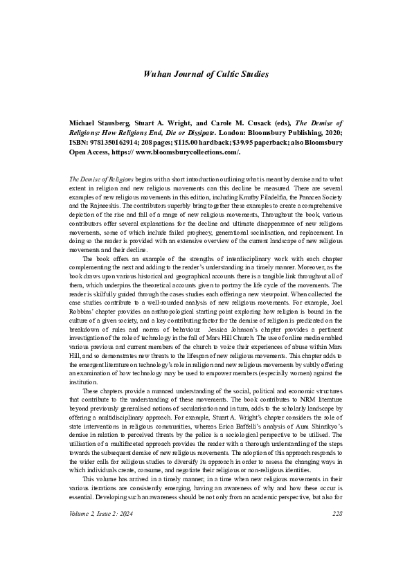 (PDF) Samuel Yates (Independent Scholar), review of Michael Stausberg ...