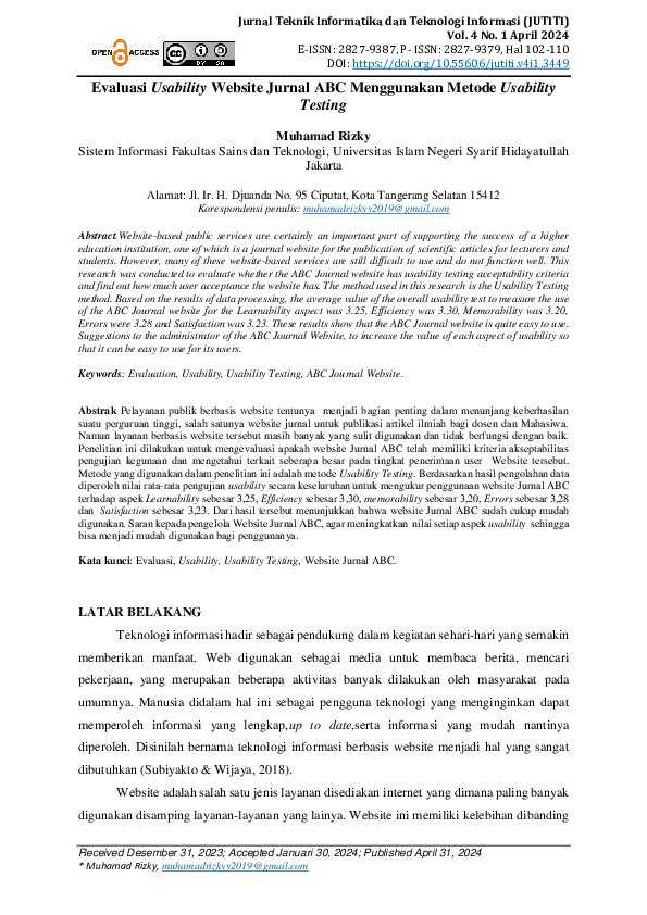(PDF) Evaluasi Usability Website Jurnal ABC Menggunakan Metode ...