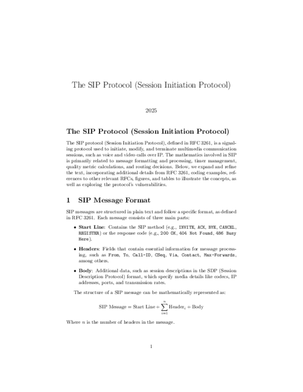 (PDF) The SIP Protocol (Session Initiation Protocol)