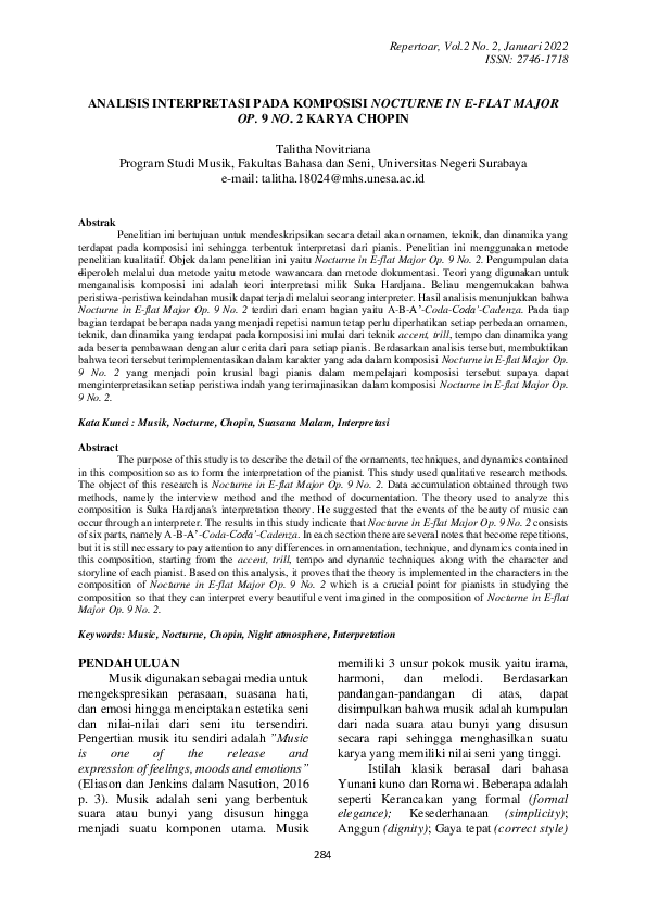 (PDF) ANALISIS INTERPRETASI PADA KOMPOSISI NOCTURNE in E-FLAT MAJOR Op ...