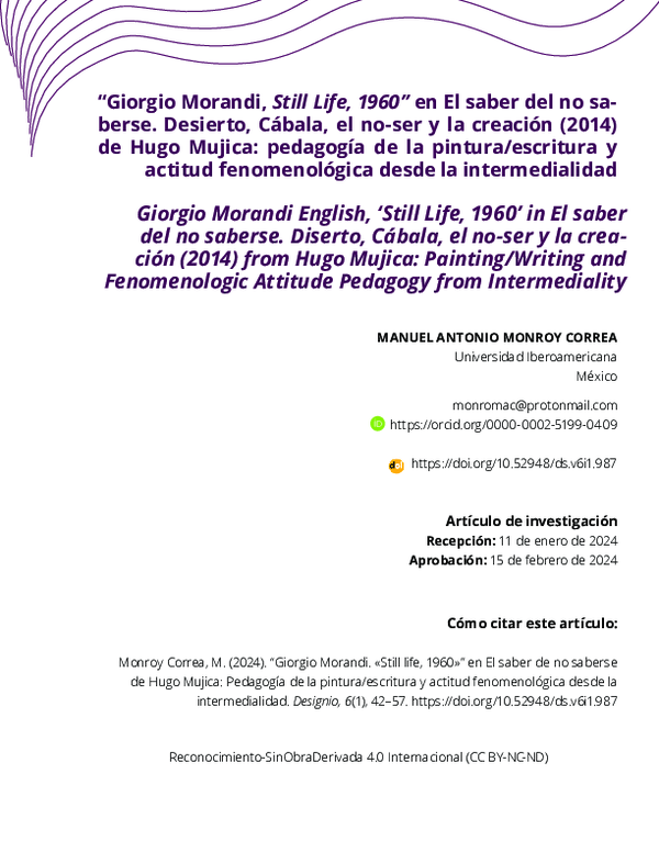 (PDF) “Giorgio Morandi, Still Life, 1960” en El saber del no sa-berse ...