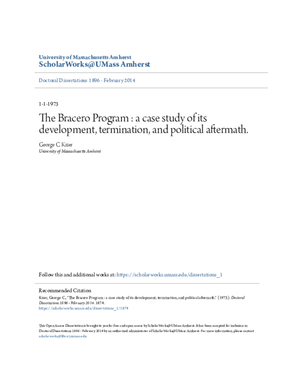 (PDF) The Bracero Program : a case study of its development ...