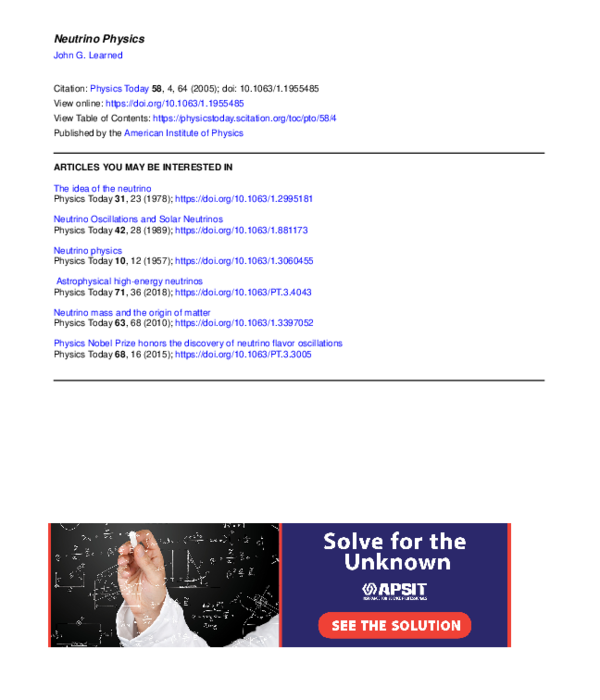 (PDF) Neutrino Physics