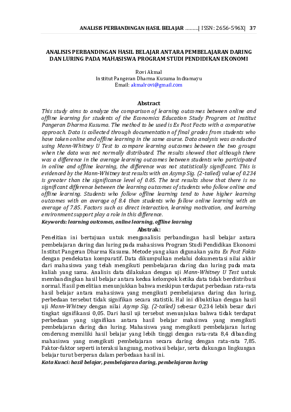 (PDF) ANALISIS PERBANDINGAN HASIL BELAJAR ANTARA PEMBELAJARAN DARING ...