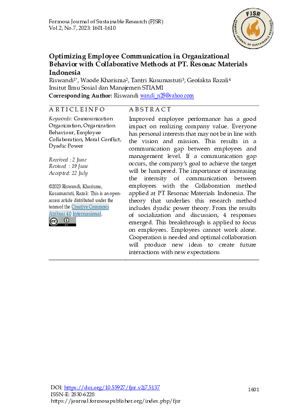 (PDF) Optimizing Employee Communication in Organizational Behavior with Collaborative Methods at ...