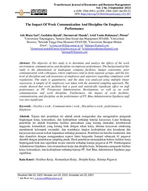 (PDF) The Impact Of Work Communication And Discipline On Employee ...