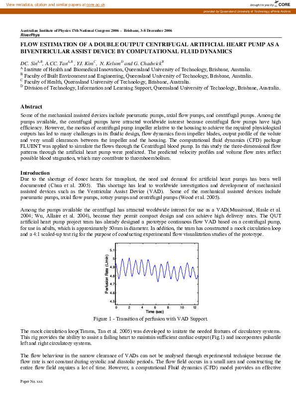 (PDF) Flow Estimation of a Double Output Centrifugal Artificial Heart ...