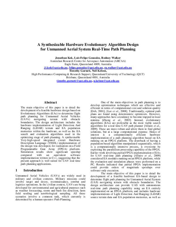 (PDF) A synthesizable hardware evolutionary algorithm design for unmanned aerial system real ...