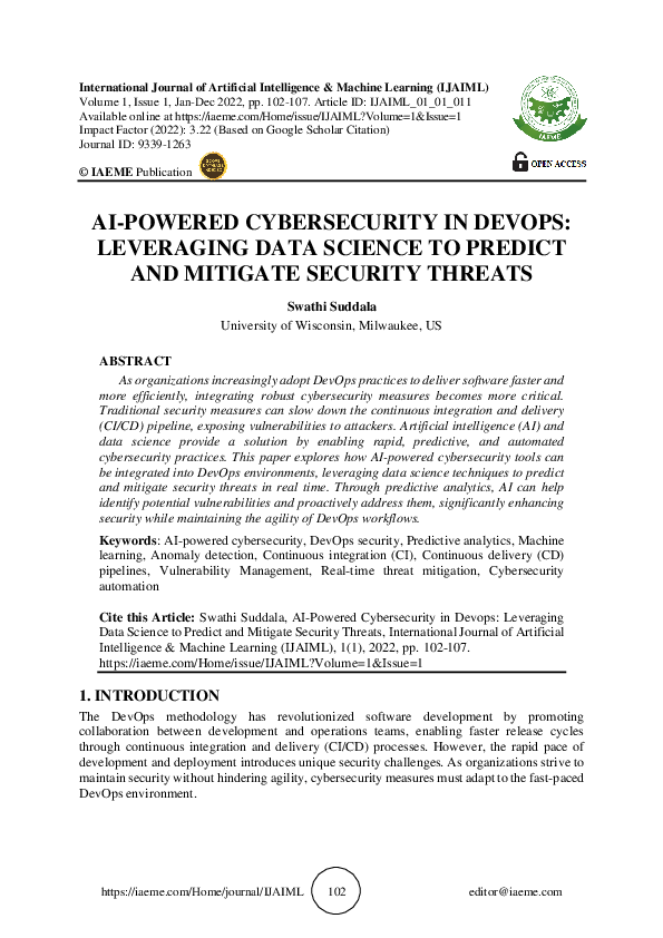 (PDF) AI-POWERED CYBERSECURITY IN DEVOPS: LEVERAGING DATA SCIENCE TO ...