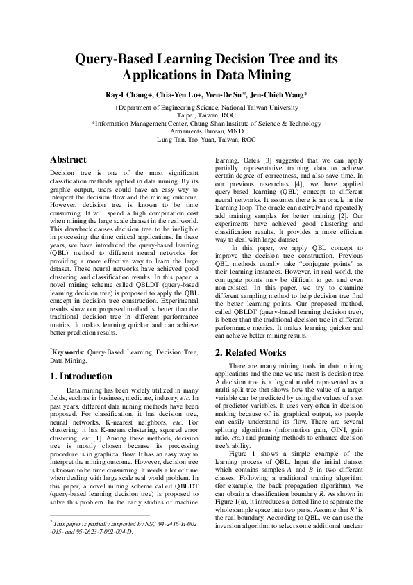 (PDF) Query-Based Learning Decision Tree and its Applications in Data Mining
